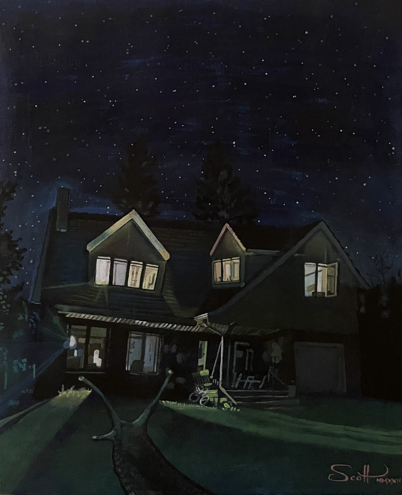 Christopher Scott - Mikaelskyrkan och polishuset | Oljemålning